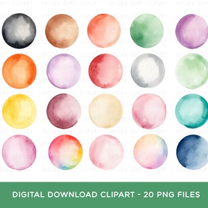 Circles Clipart Bundle - Colorful Watercolor Round Shapes PNG Graphics ...