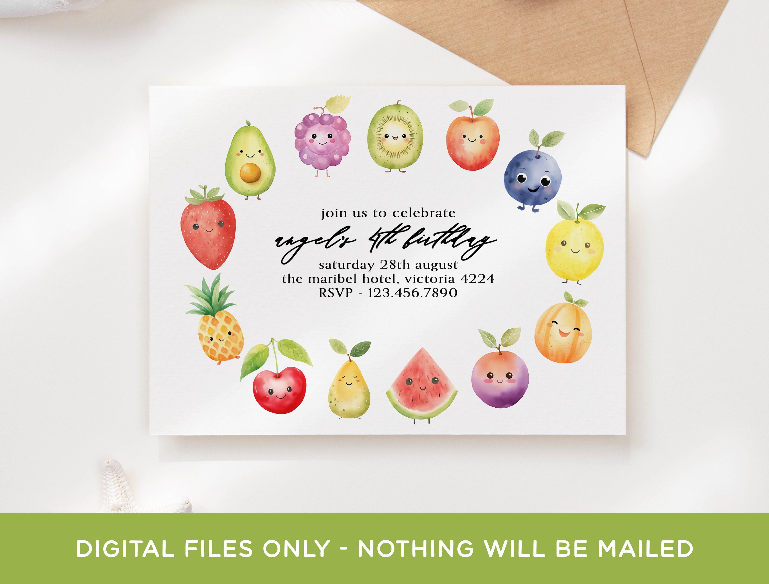 Happy Fruit Clipart Bundle - Watercolor Cute Smiling Apple Banana ...