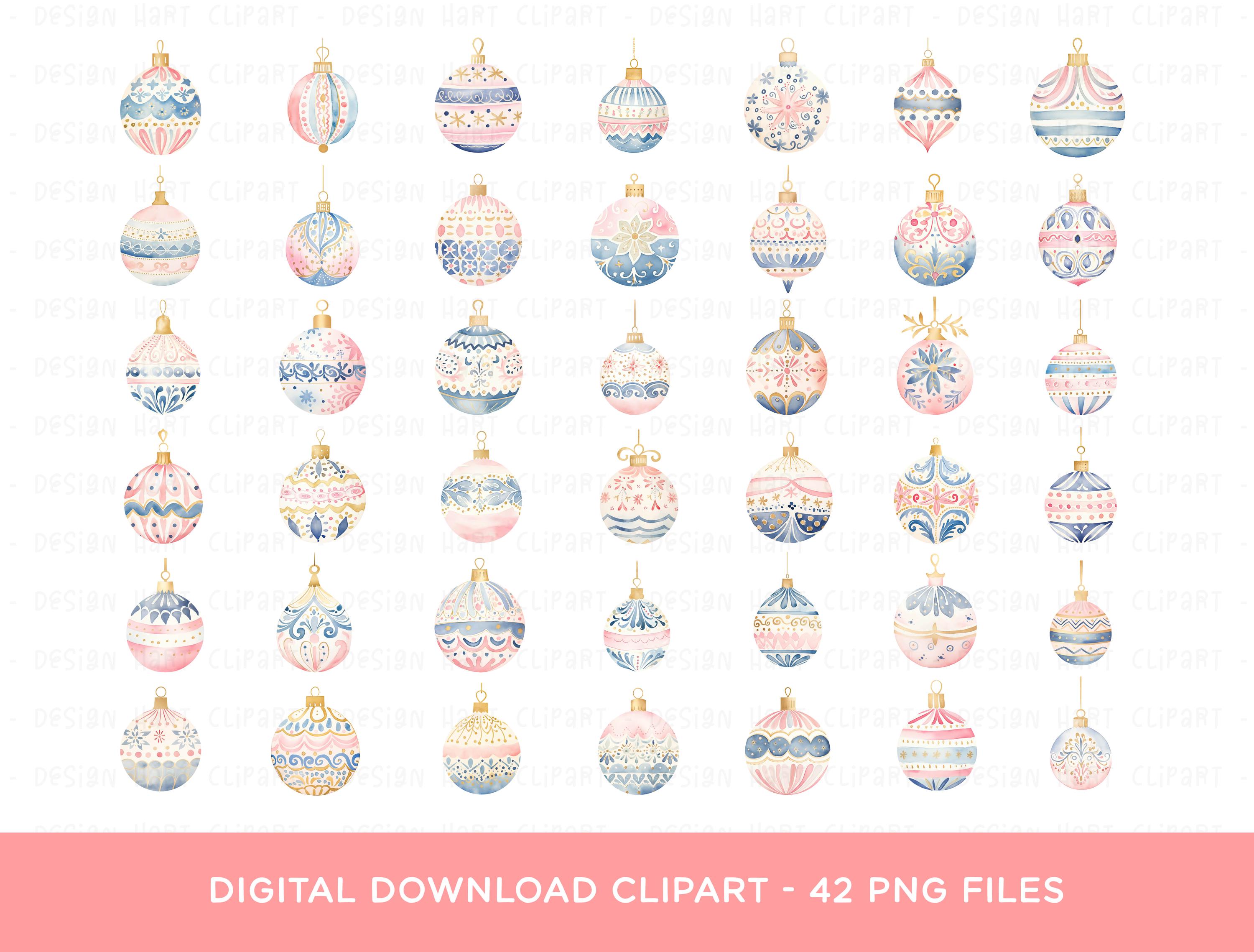 Christmas Baubles Clipart Bundle, PNG Graphics Digital Download ...