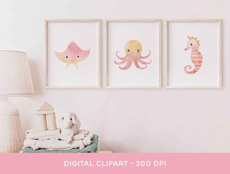 Ocean Clipart Bundle, Under the Sea Creatures Turtle Fish Dolphin Kid ...
