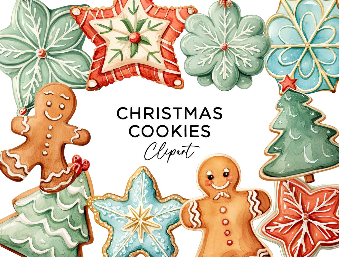 Christmas Cookies Clipart Bundle, Gingerbread Xmas Tree Biscuit PNG ...