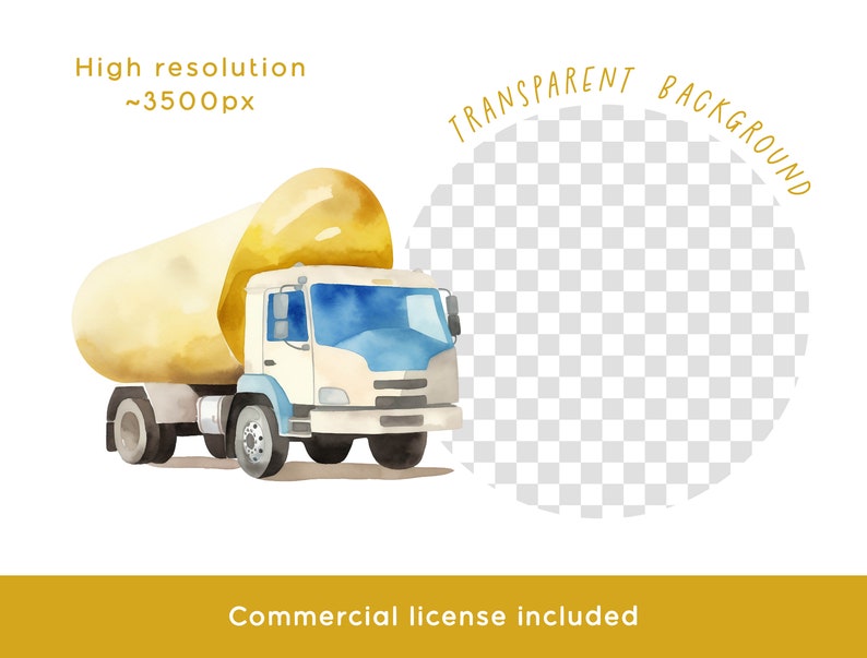 Construction Clipart Bundle, Vehicles Watercolor Digger Excavator Dump ...