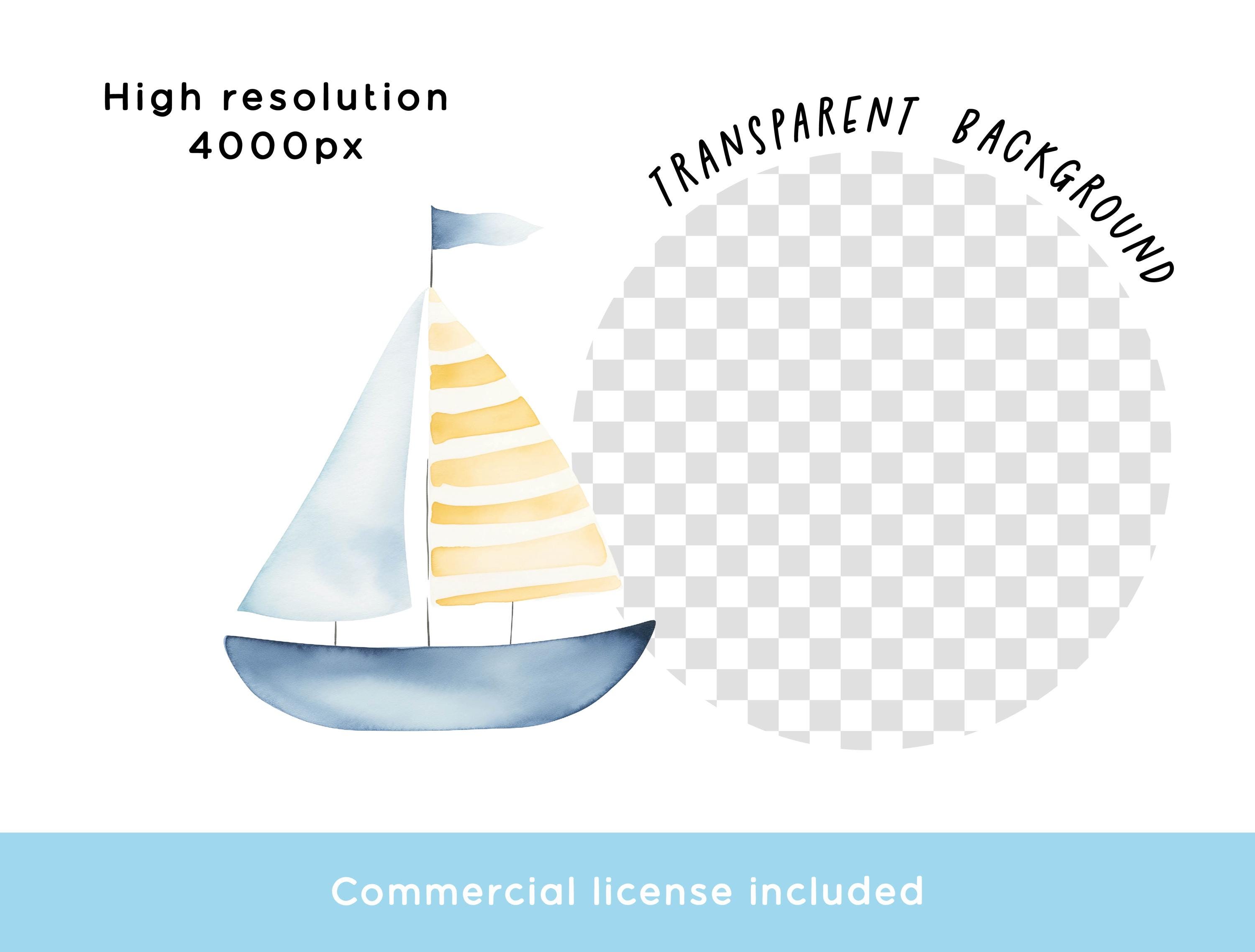 Sailboat Clipart Bundle Set, Watercolor Colorful Kids Sailing Boats ...