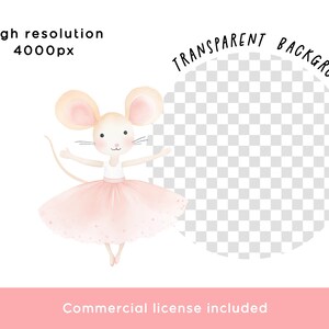 Ballerina Mouse Clipart Bundle, Ballet Dancer Watercolor Tutu Floral ...