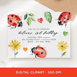 Ladybug Clipart Bundle, Watercolor Cute Ladybird Bugs PNG Insect ...