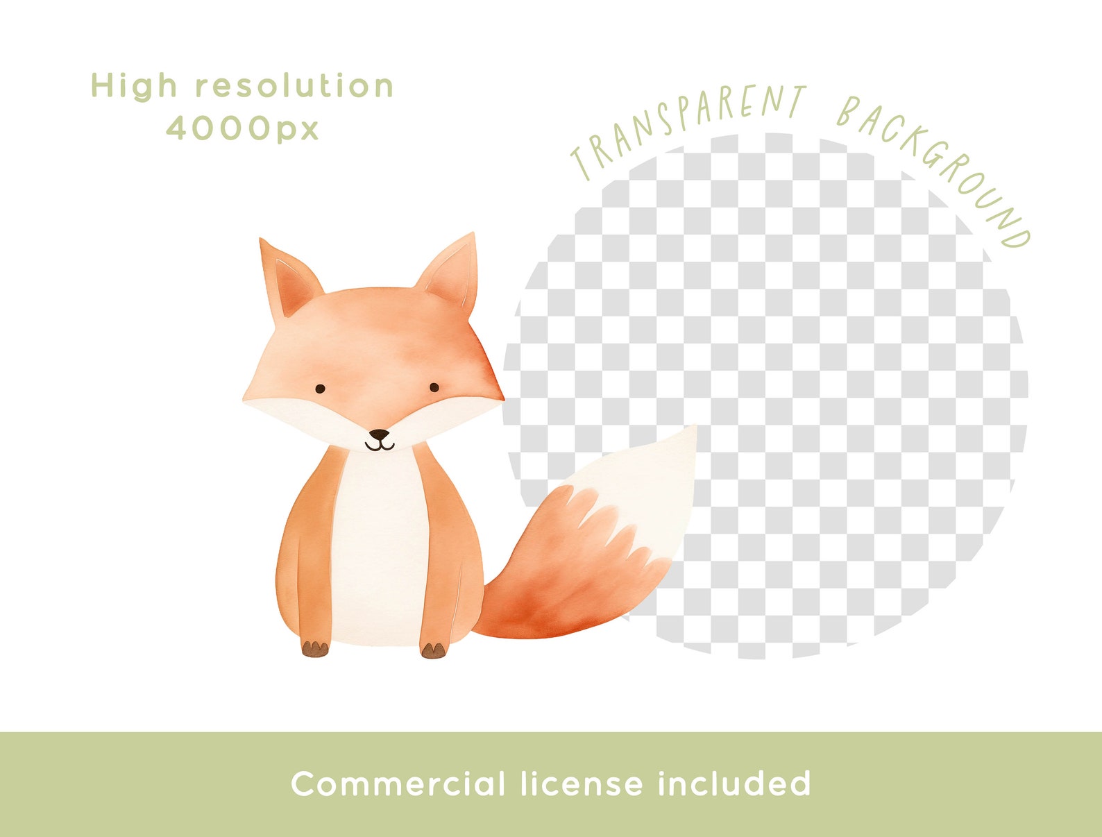 Woodland Animals Watercolor Clipart, Forest PNG Bundle Cute Fox Bear ...