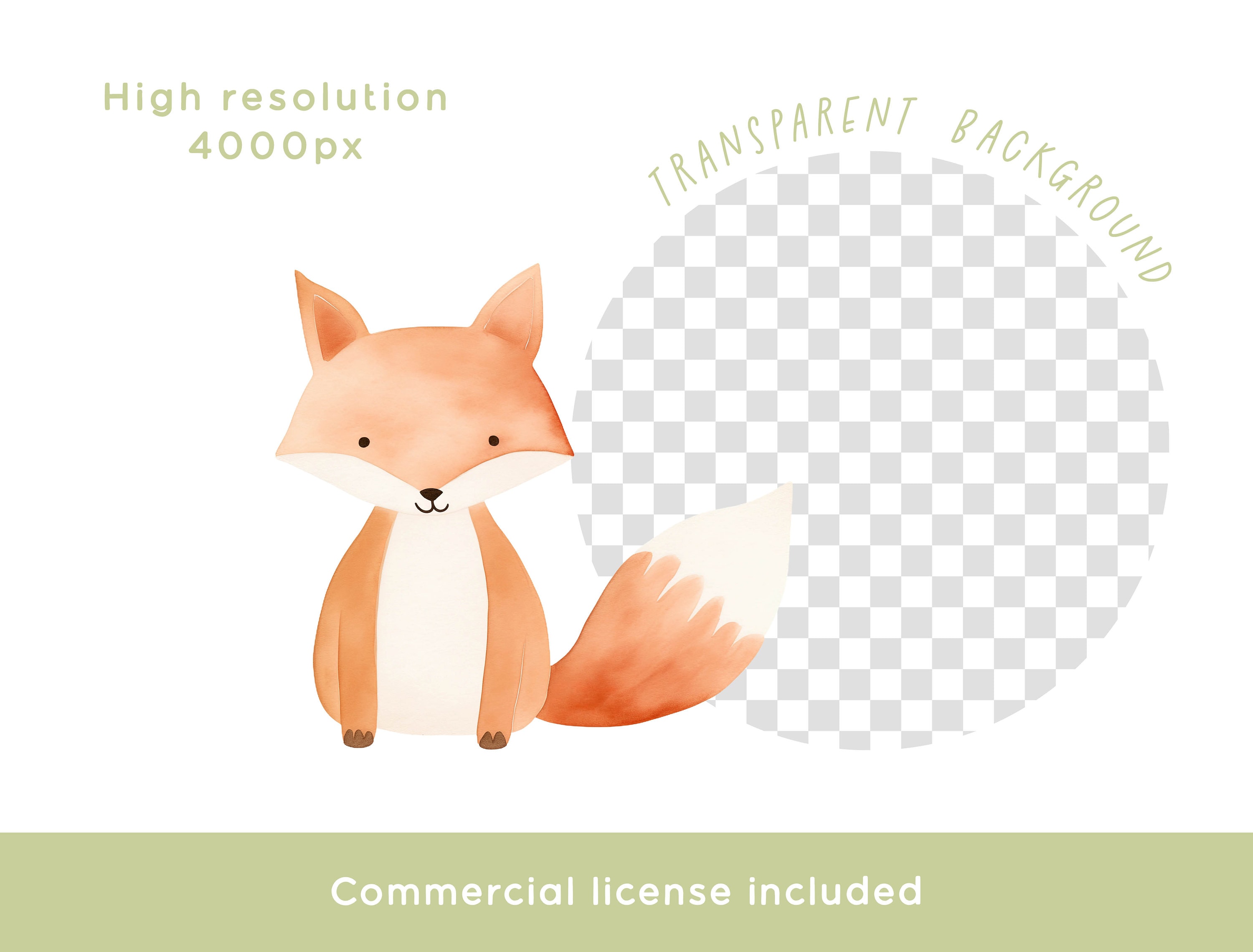 Woodland Animals Watercolor Clipart, Forest PNG Bundle Cute Fox Bear ...