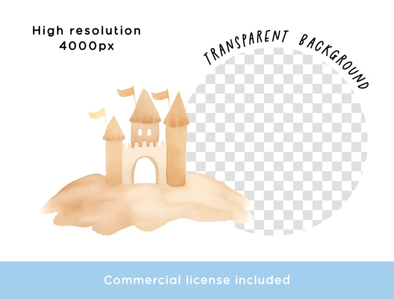 Beach Clipart Bundle, Summer Ocean Kite Sandcastle Umbrella Sun Ice ...