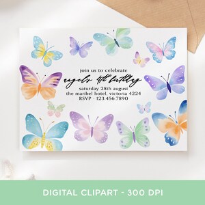 Butterfly Clipart Bundle - Watercolor Pastel Hand Painted PNG ...