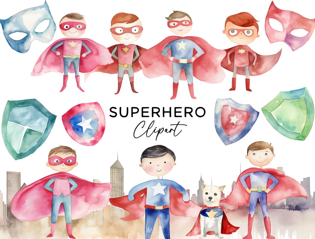 Superhero Clipart Bundle, Watercolor Superheroes PNG Sublimation ...