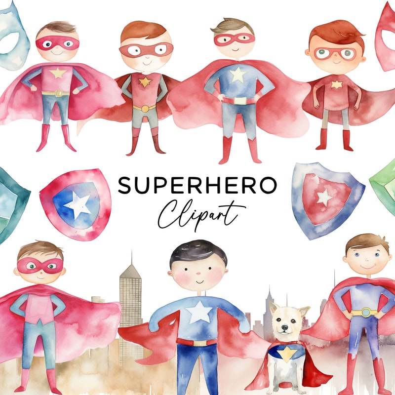 Superhero Clipart - Etsy