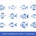Blue Fish Clipart Bundle - Watercolor Ocean Under the Sea Beach Clip ...