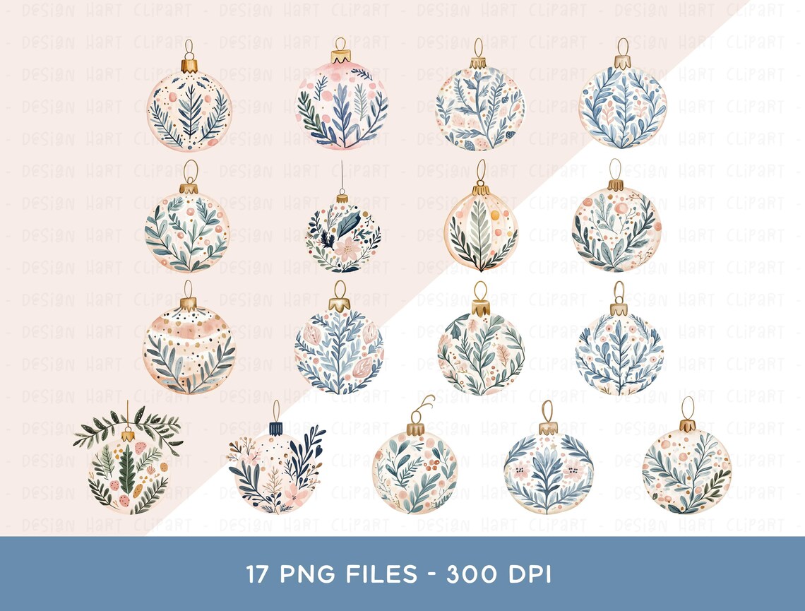 Christmas Baubles Clipart Bundle, PNG Graphics Digital Download ...