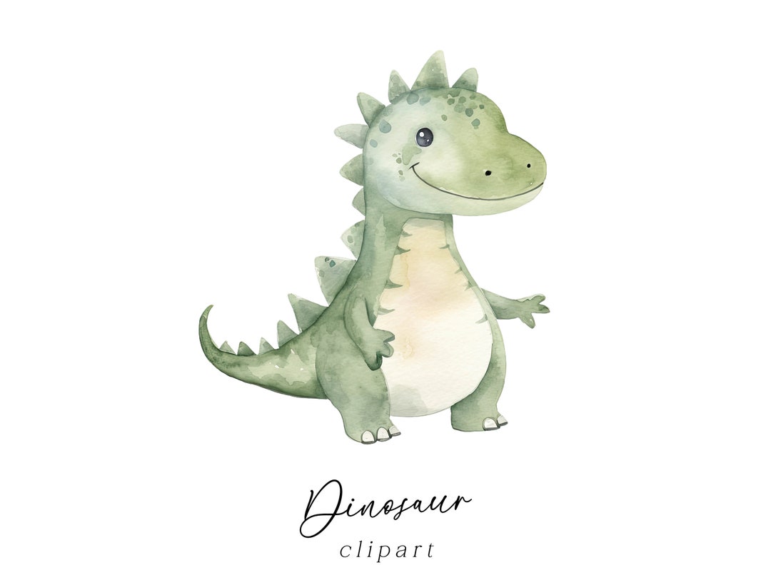 Dinosaur T-rex Clipart, Watercolor Green PNG Graphic Digital Download ...