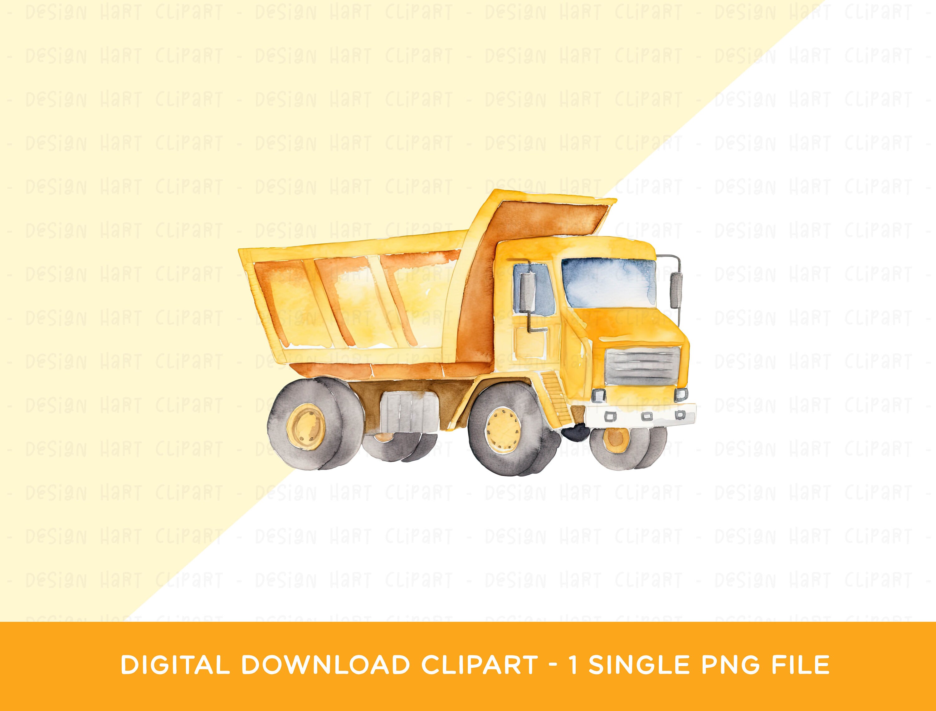 Dump Truck Clipart, Watercolor Construction Vehicle PNG, Digital ...