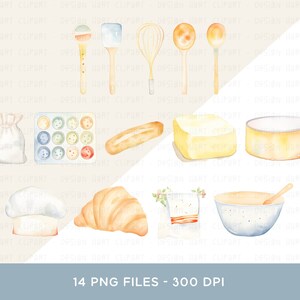 Baking Clipart Bundle Set, PNG Digital Download Watercolor Bakery ...