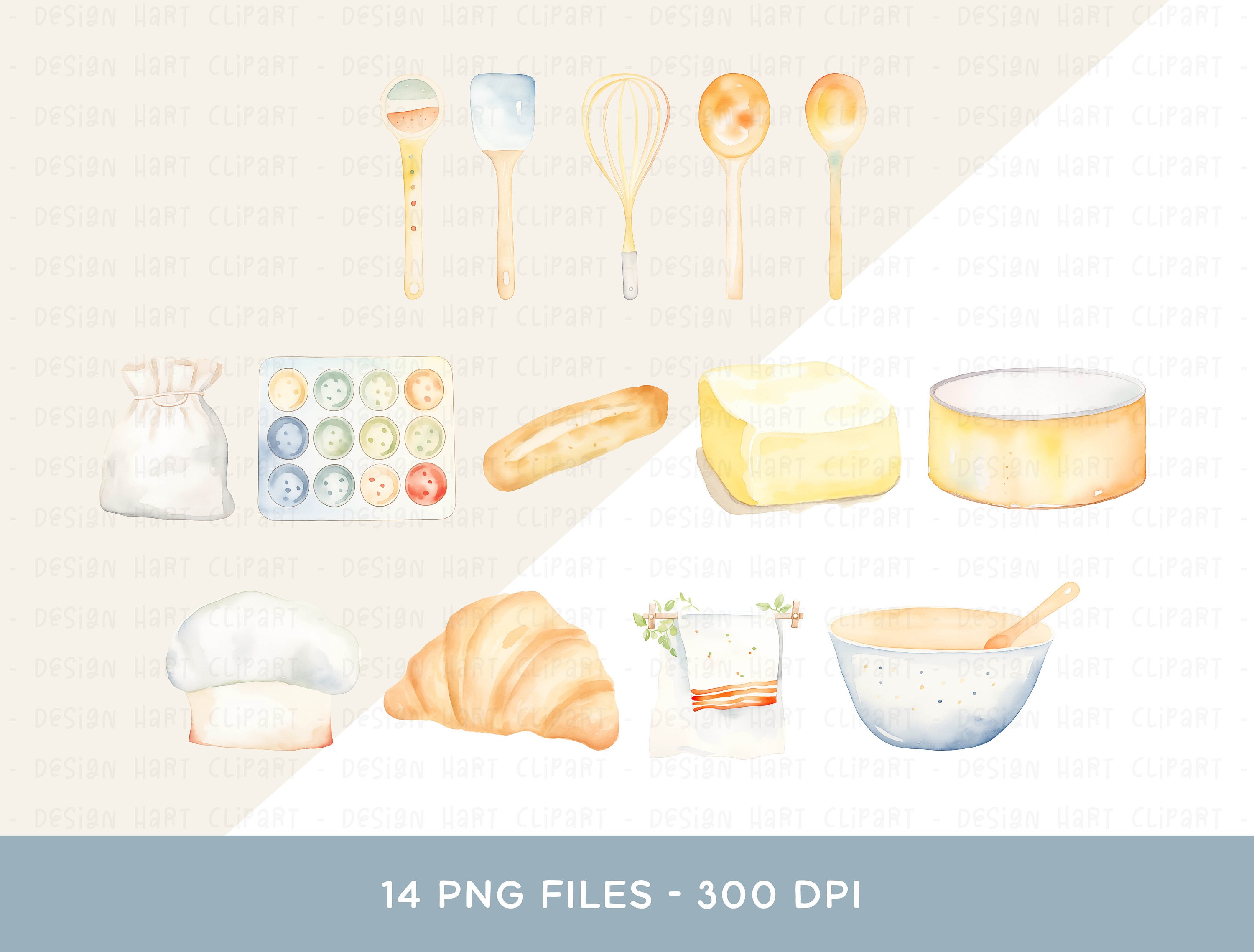 Baking Clipart Bundle Set, PNG Digital Download Watercolor Bakery ...