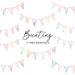 Bunting Clipart Bundle, Watercolor Pastel Party Banner Rainbow PNG ...