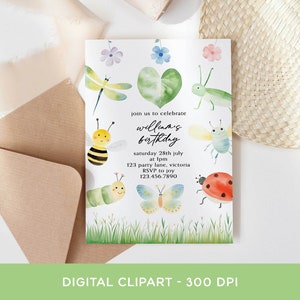 Bugs Clipart Bundle, Cute Ladybug Bee Grasshopper Moth Butterfly ...