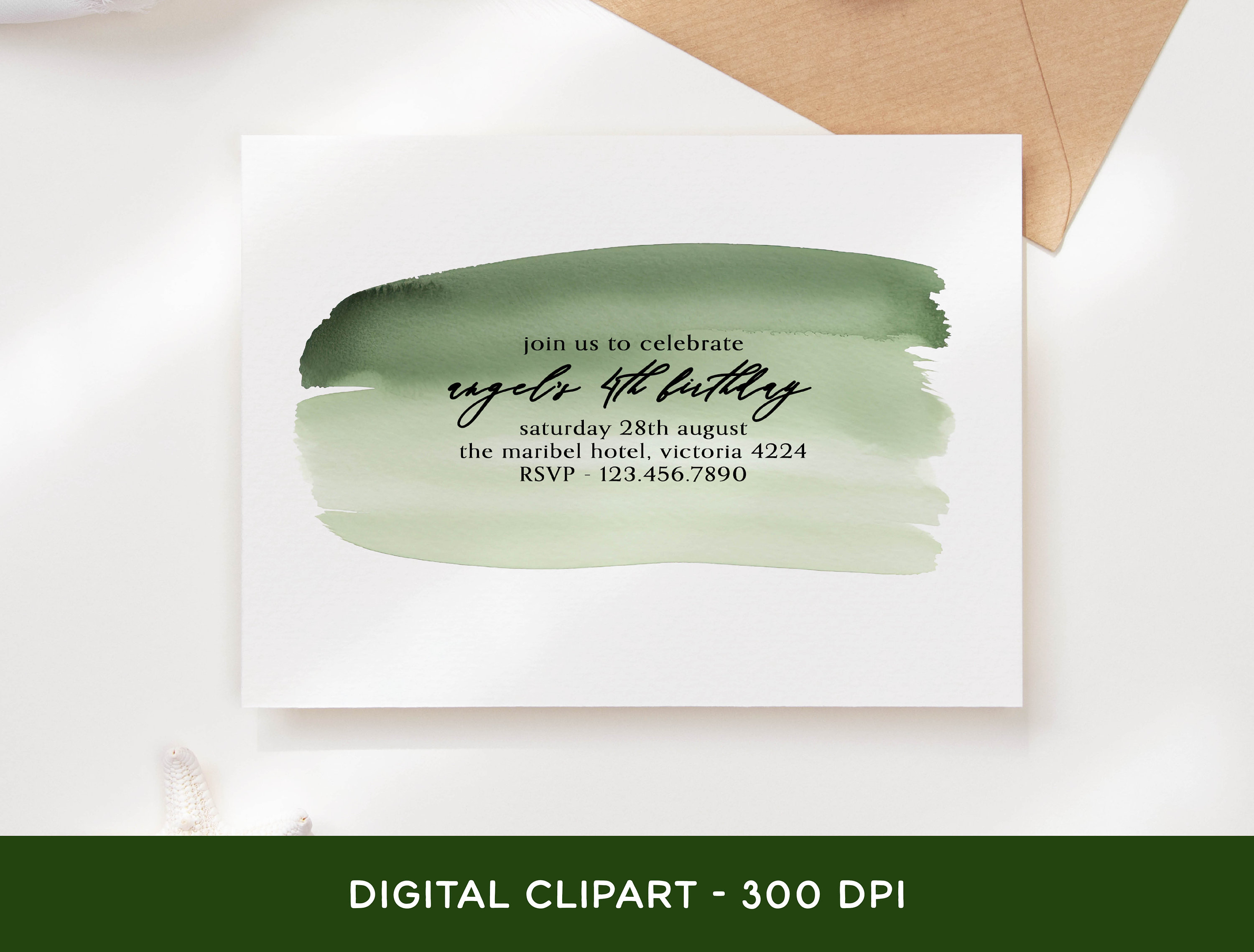 Brush Stroke Clipart Bundle, Sage Green Watercolor Smudge Splodge Stain ...