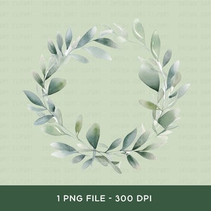 Eucalyptus Wreath Clipart, Watercolor Botanical Greenery PNG Graphic ...