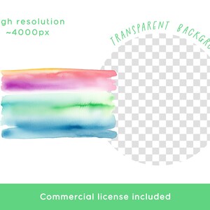 Rainbow Clipart Bundle, Watercolor Brush Stroke Smudge Stain Splodge ...