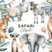 Safari Party Clipart Bundle, Jungle Zoo Animals Leaves Balloons PNG ...