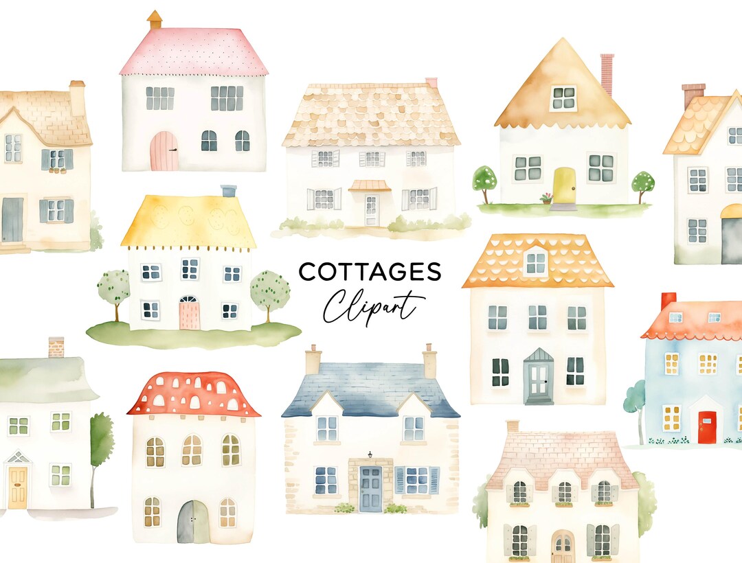 House Clipart Bundle Set, PNG Graphic Digital Download Watercolor ...