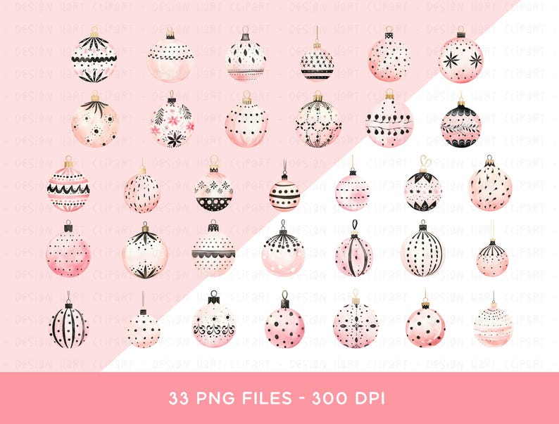 Christmas Baubles Clipart Bundle, PNG Graphics Digital Download ...