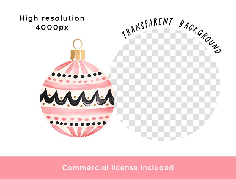 Christmas Baubles Clipart Bundle, PNG Graphics Digital Download ...