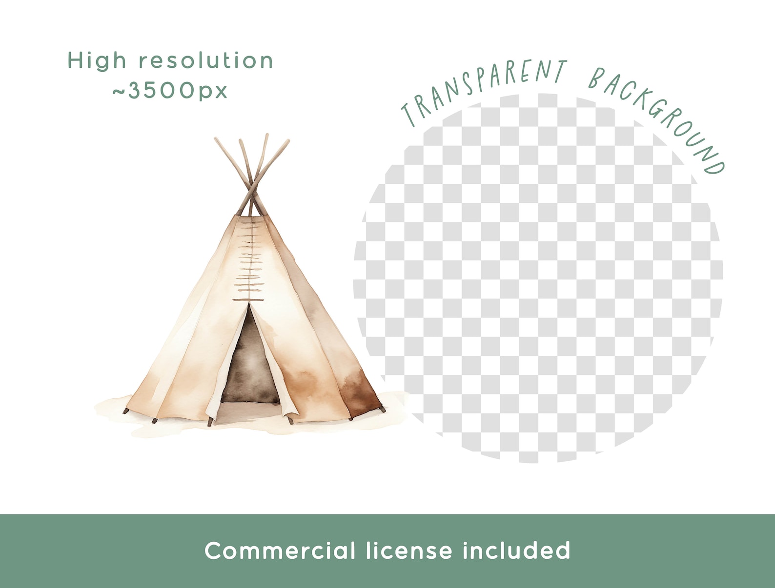 Camping Clipart Bundle, Adventure Watercolor Camper Tent Forest Animal ...