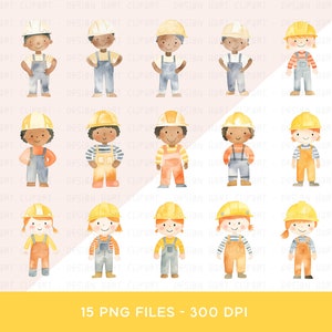 Builder Kid Clipart Bundle, Construction Worker Children Boys Girls PNG ...