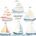 Sailboat Clipart Bundle Set, Watercolor Colorful Kids Sailing Boats ...