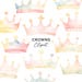 Crowns Clipart Bundle, Watercolor Pink Princess Crowns Rainbow Pink ...