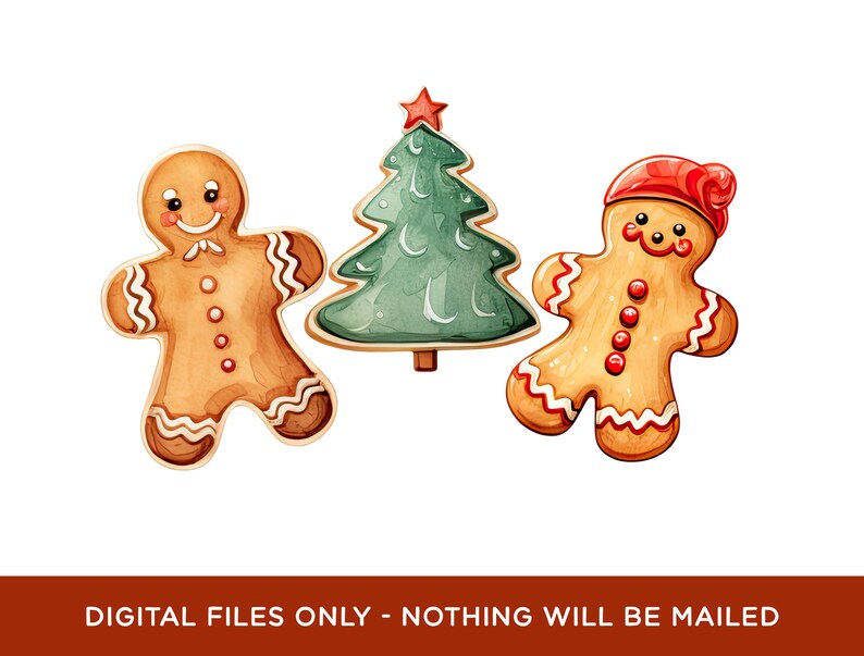 Christmas Cookies Clipart Bundle, Gingerbread Xmas Tree Biscuit PNG ...