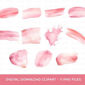 Brush Stroke Clipart Bundle - Pastel Pink Watercolor Light Baby Pink ...