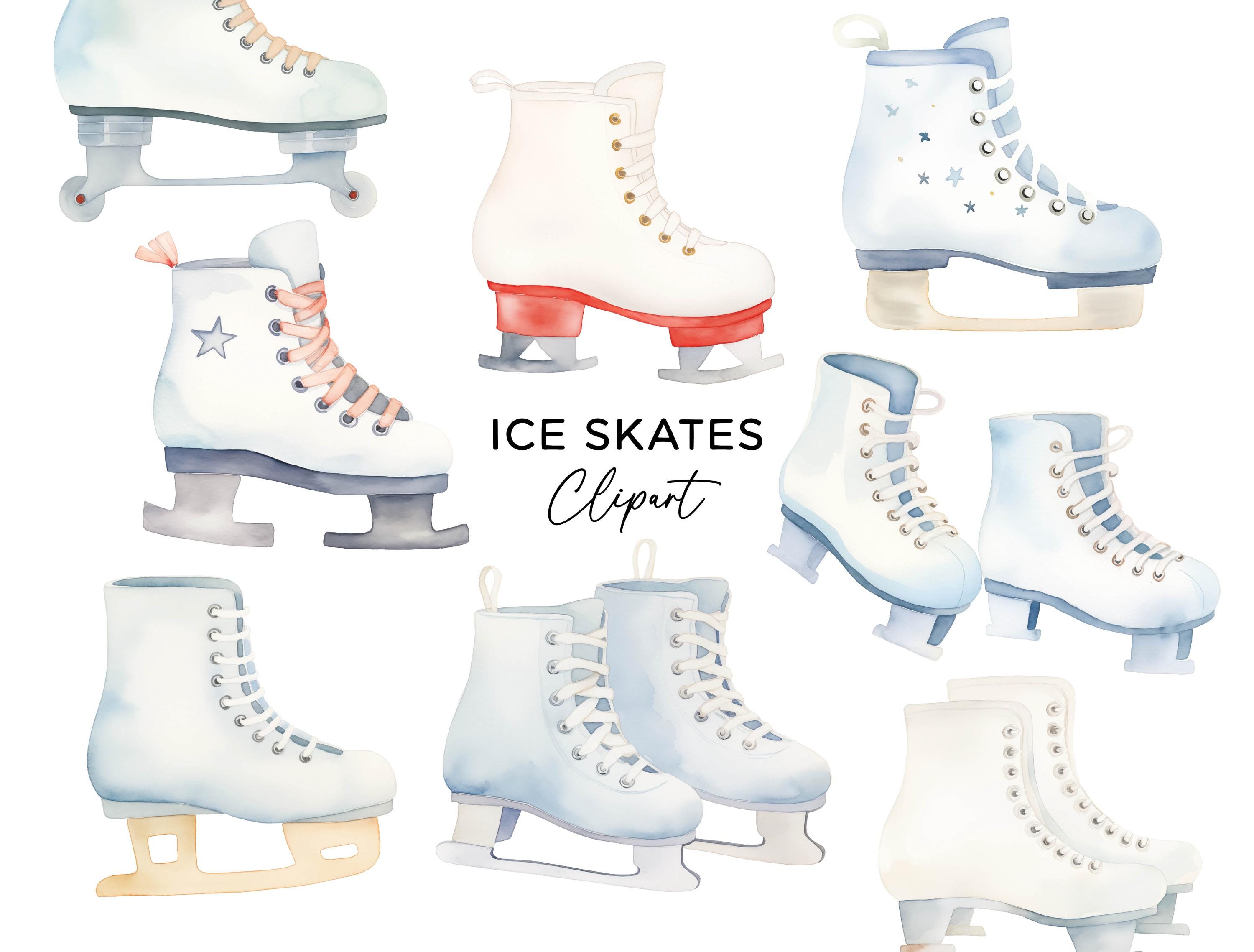 Ice Skates Clipart Bundle, PNG Graphics Digital Download Watercolor Ice ...