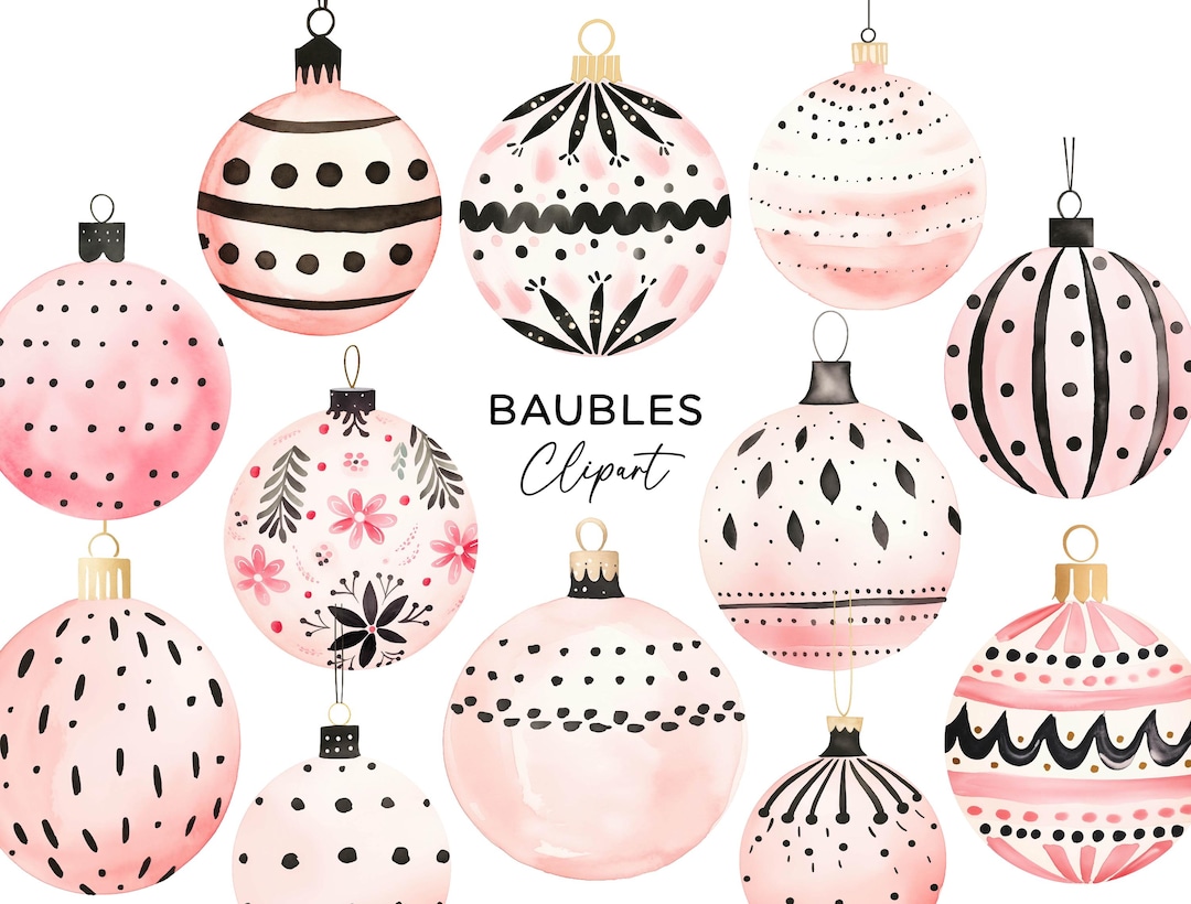 Christmas Baubles Clipart Bundle, PNG Graphics Digital Download ...