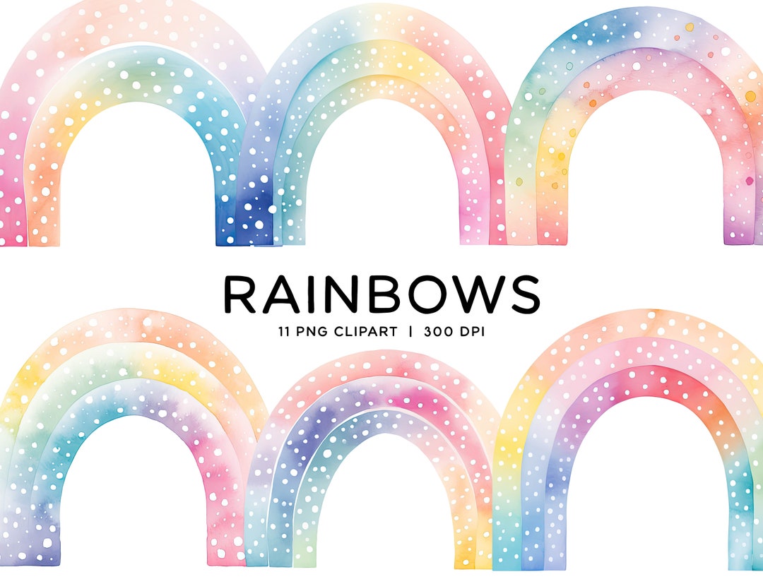 Rainbow Clipart Bundle, PNG Digital Download for Scrapbooking ...