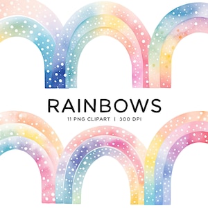 Rainbow Clipart Bundle, PNG Digital Download for Scrapbooking ...