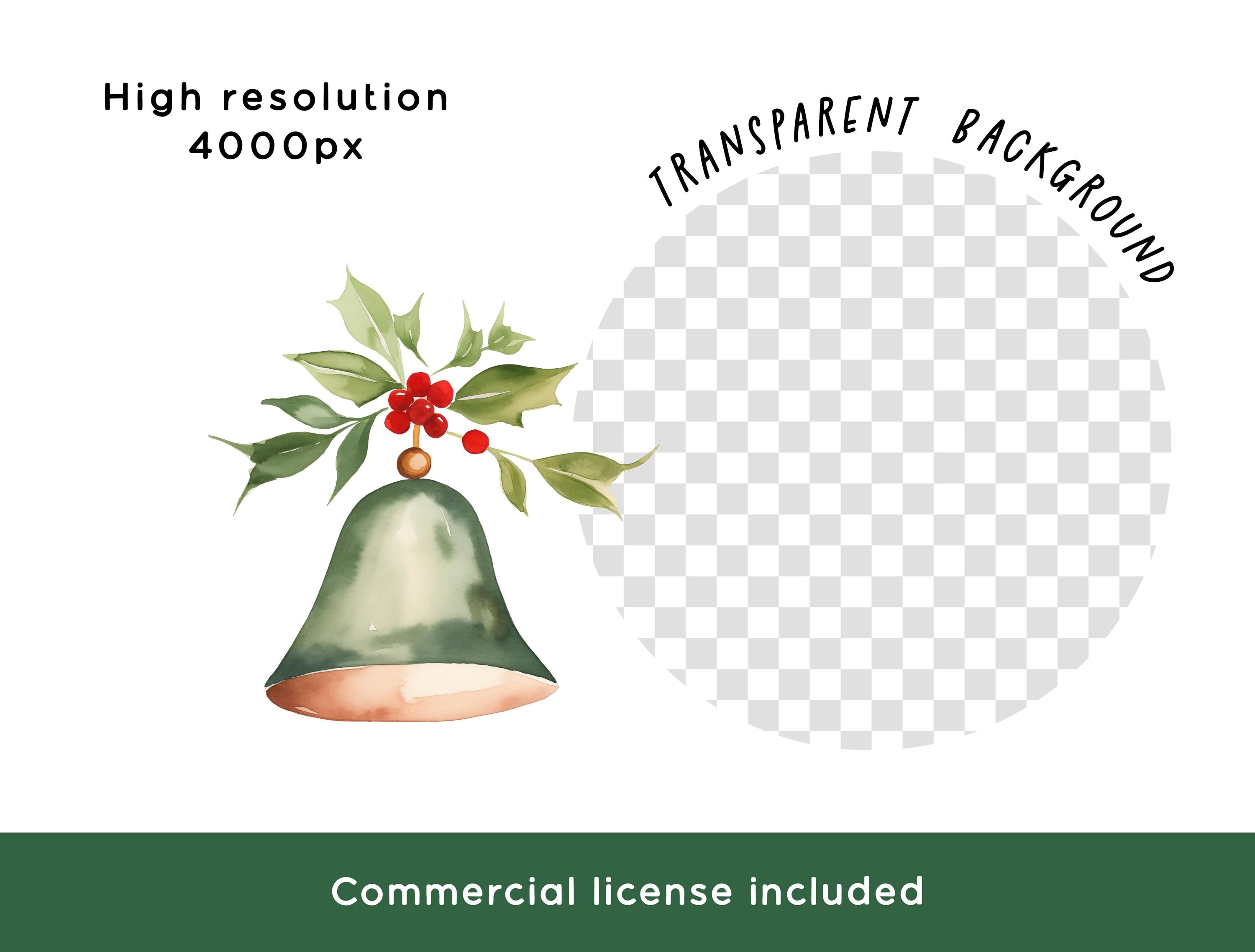 Christmas Clipart Bundle, PNG Digital Download Watercolor Red Green ...