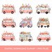 Retro Floral Van Clipart Bundle, Groovy Pastel Flowers PNG Digital ...