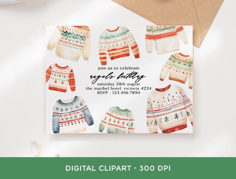 Christmas Jumpers Clipart Bundle, PNG Graphics Digital Download ...