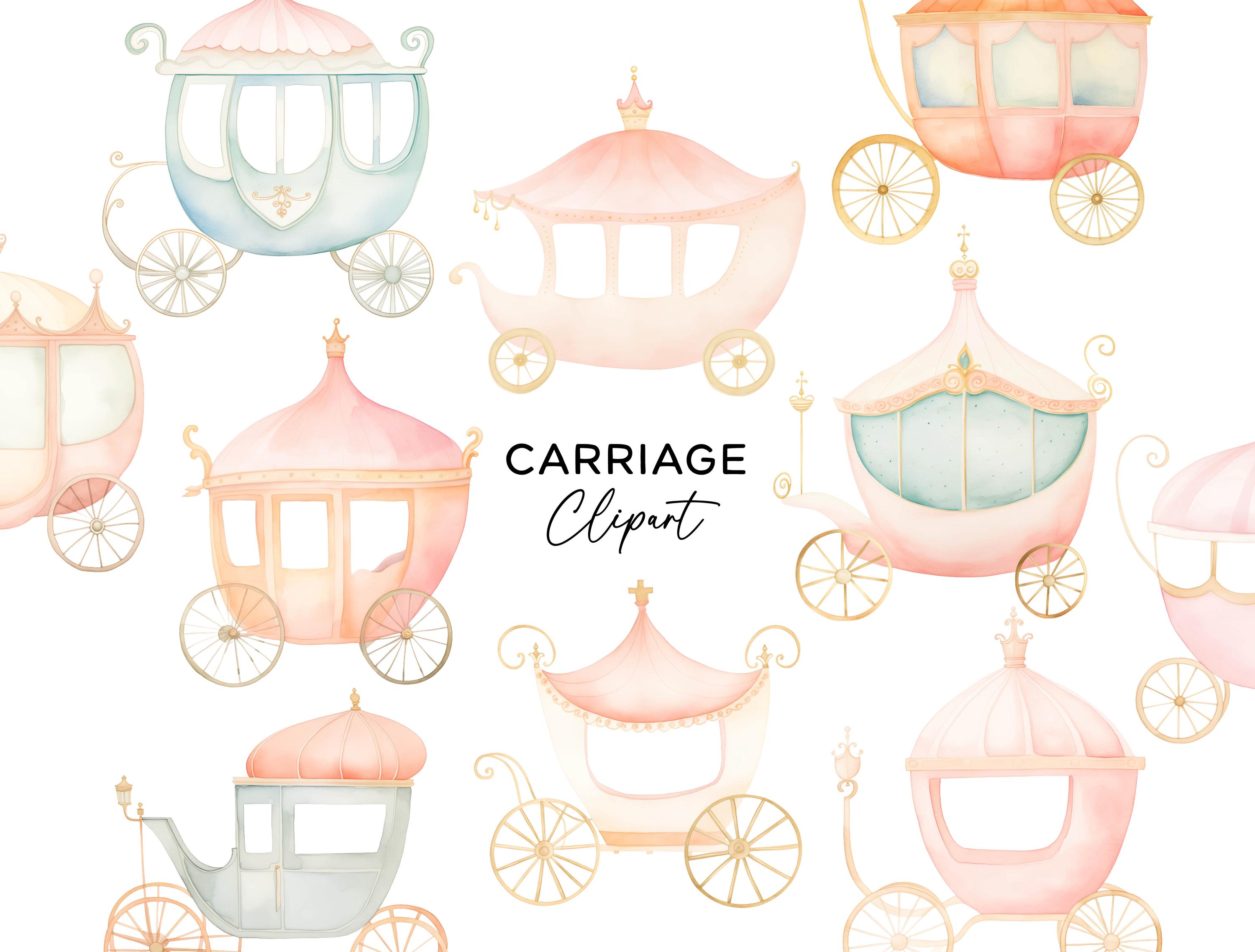 Princess Carriage Clipart Bundle Set, PNG Graphic Digital Download ...
