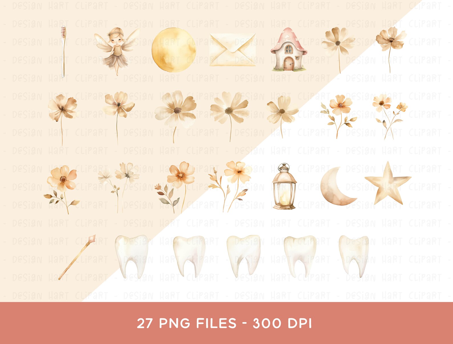 Tooth Fairy Clipart Bundle, Watercolor Whimsical Fairies Enchanted Boho ...