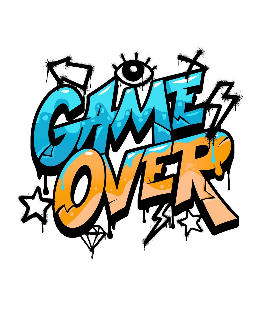 Blue/orange Game Over Shirt Design - Etsy