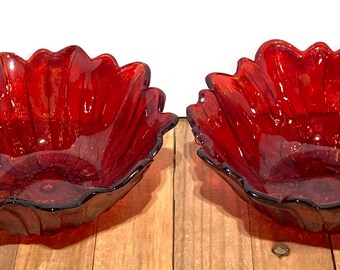 Red Colored Glass Bowls - Etsy
