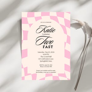 TWO-FAST Themed Birthday Party Invitation | Digital Invitation | Canva ...
