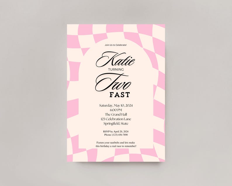 TWO-FAST Themed Birthday Party Invitation | Digital Invitation | Canva ...
