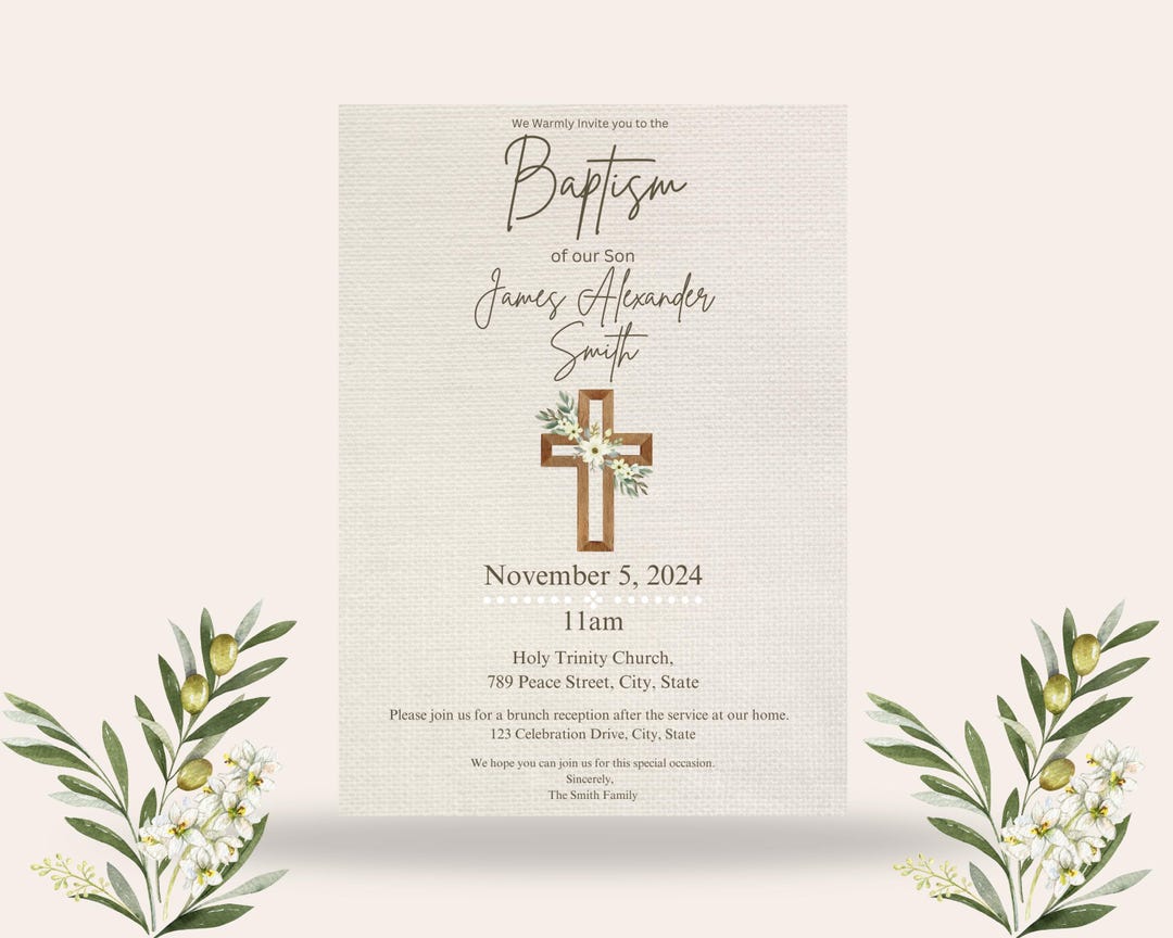 Elegant Baptism Invitation | Simple Baptism Invitation | Canva ...